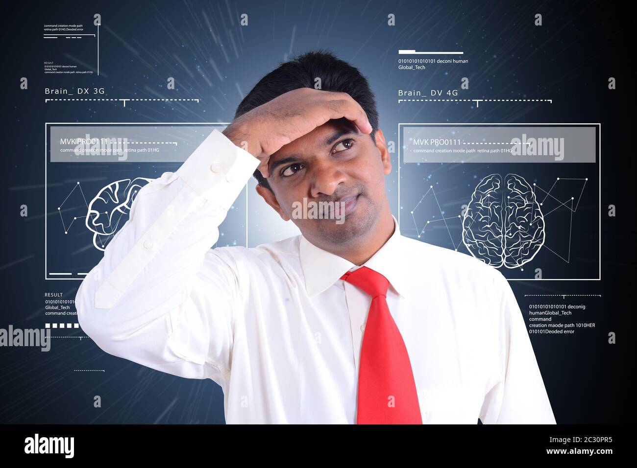 young doctor thinking about brain Stock Photo - Alamy