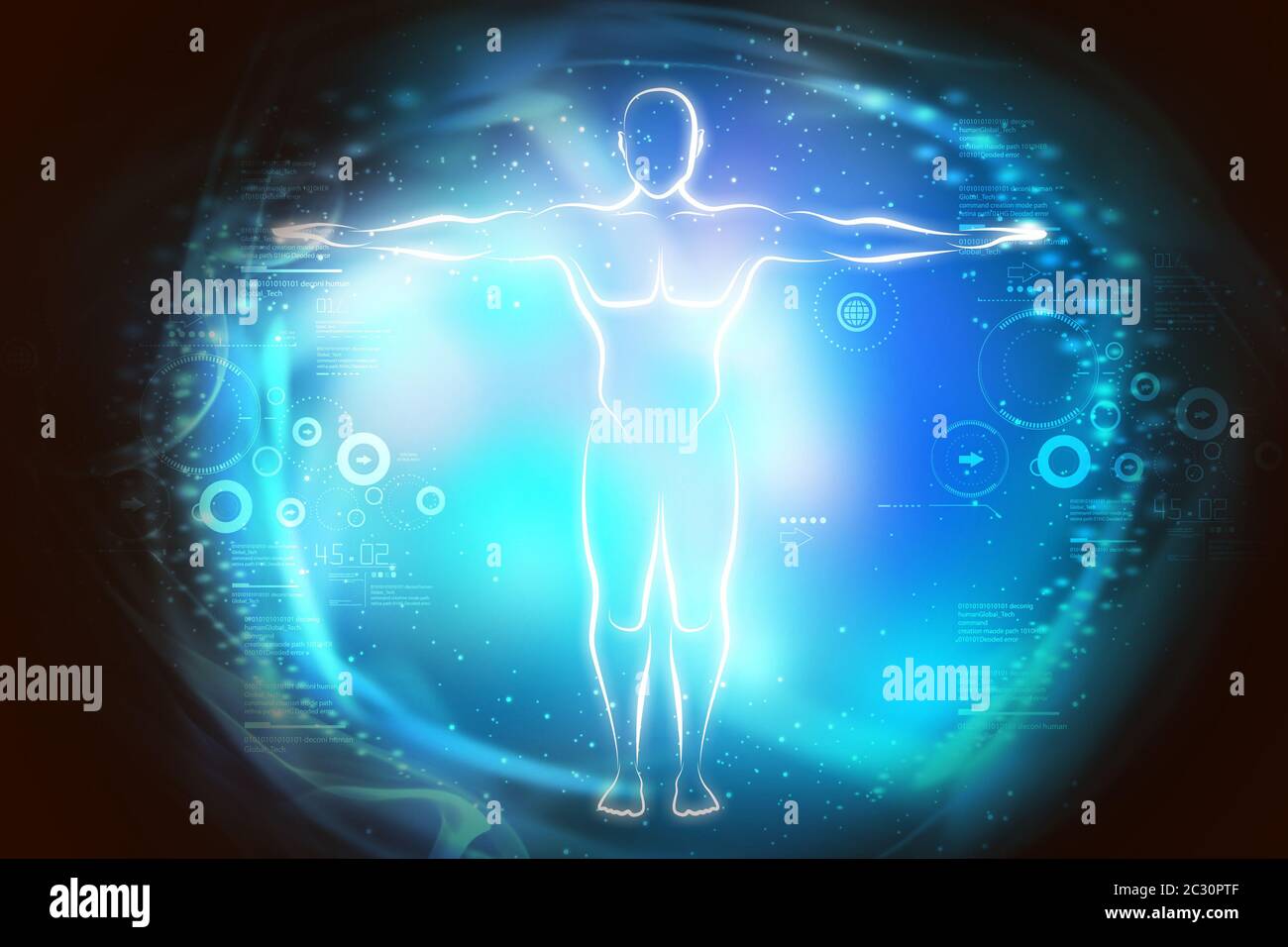 Sketch of human body in light Stock Photo - Alamy