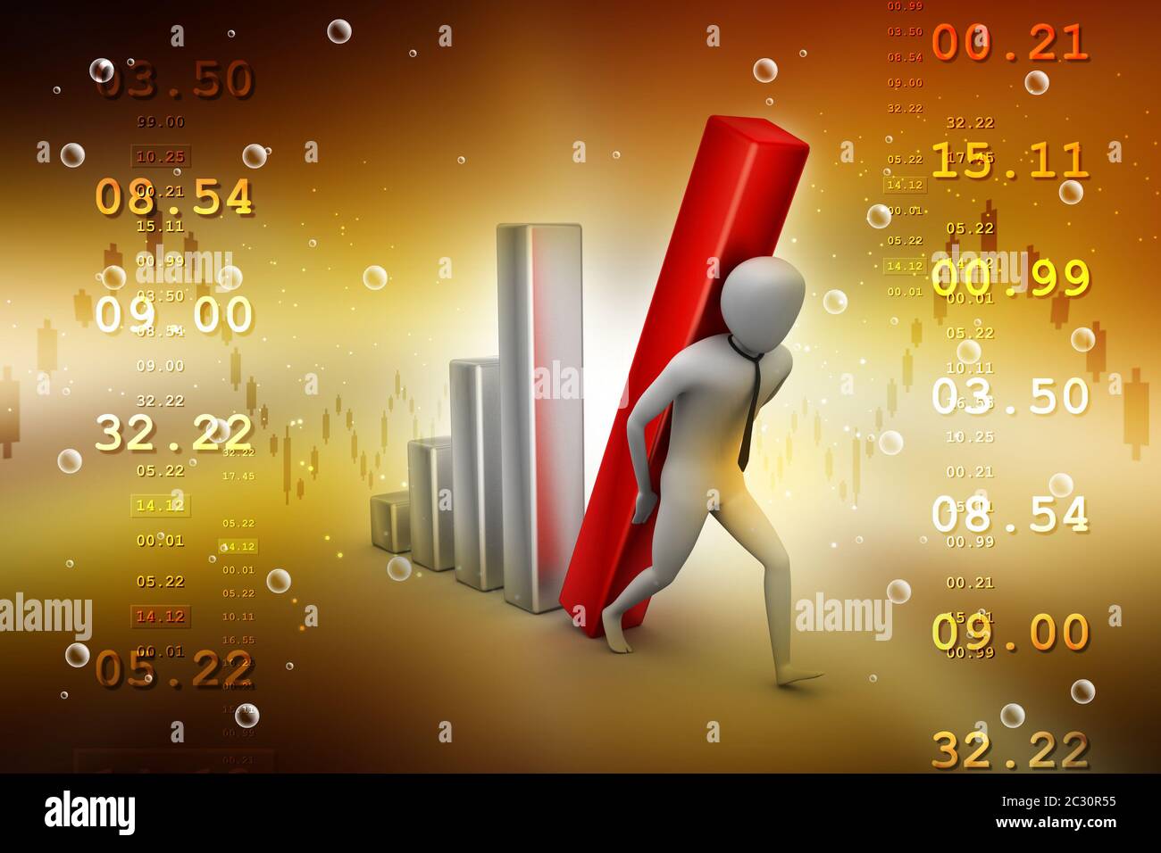 Business man holding business graph in color back ground Stock Photo ...