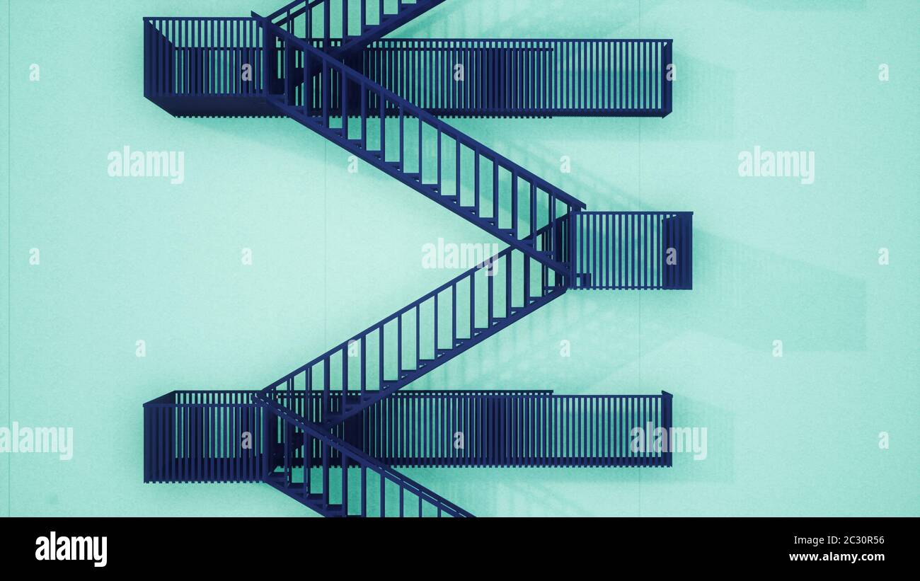 modern mint green building with fire escape stairs, 3d rendering Stock ...