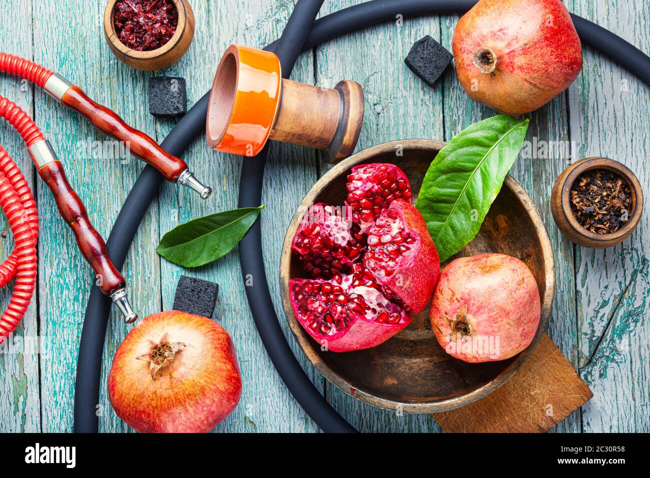 Turkish smoking hookah.Hookah with tobacco with pomegranate flavor ...