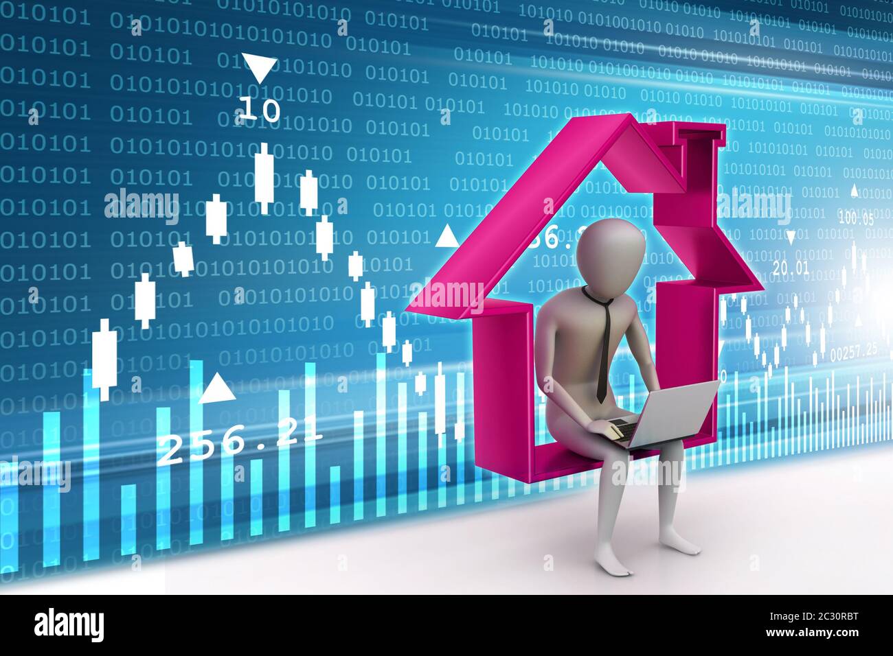 3d man work at home Stock Photo - Alamy