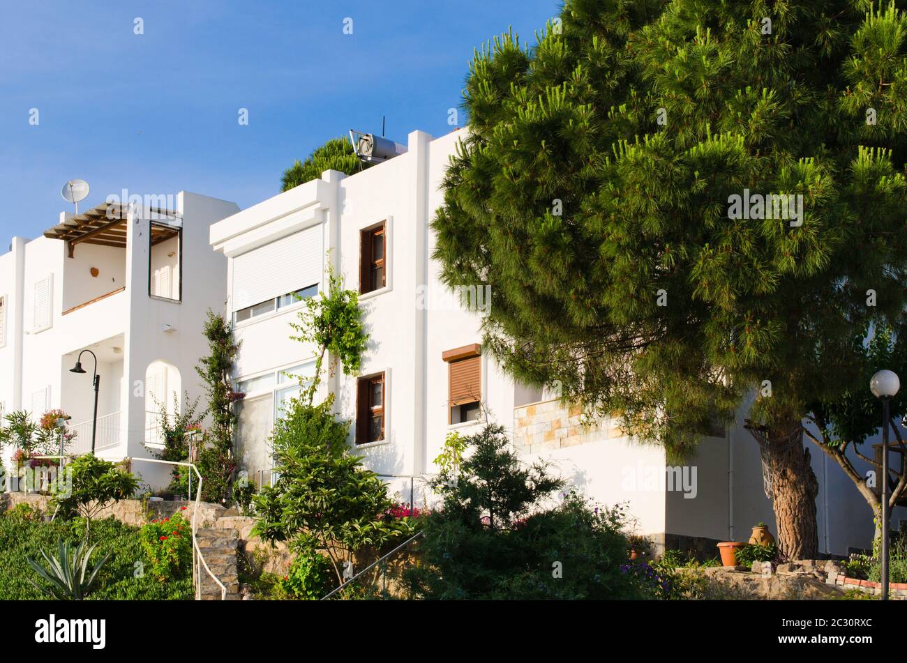 Typical blue and white Turkish house in one of the back streets of ...