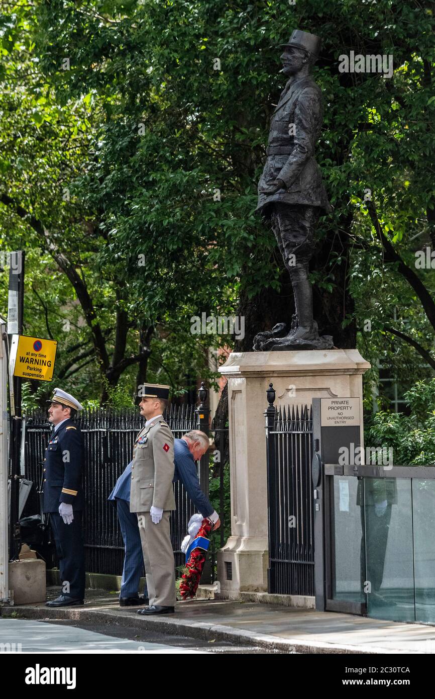 London, UK. 18th June, 2020. He and Prince Charles lay wreaths at the ...