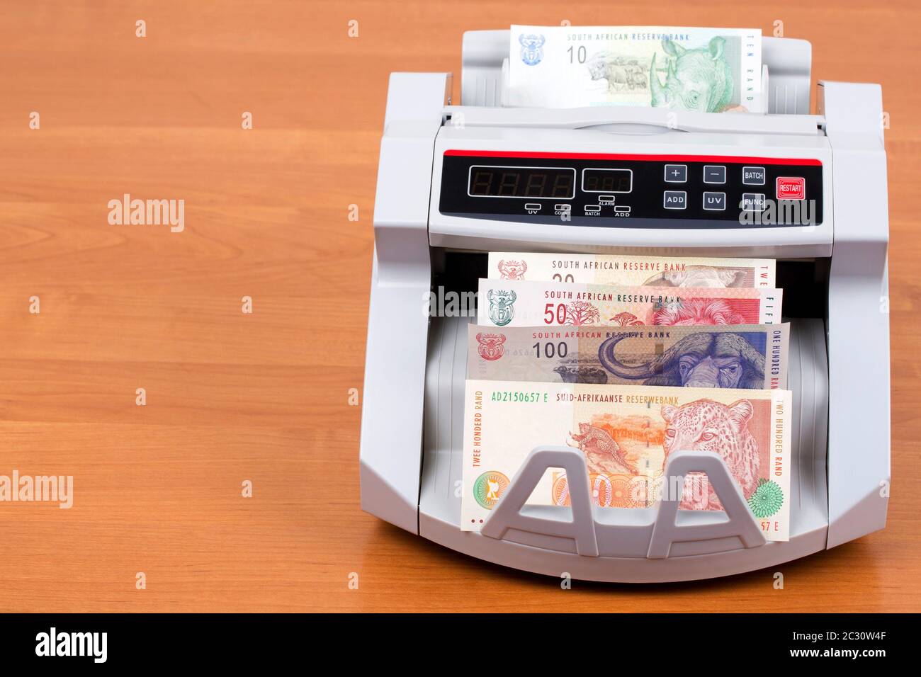 Old South African money - Rand in a counting machine Stock Photo - Alamy
