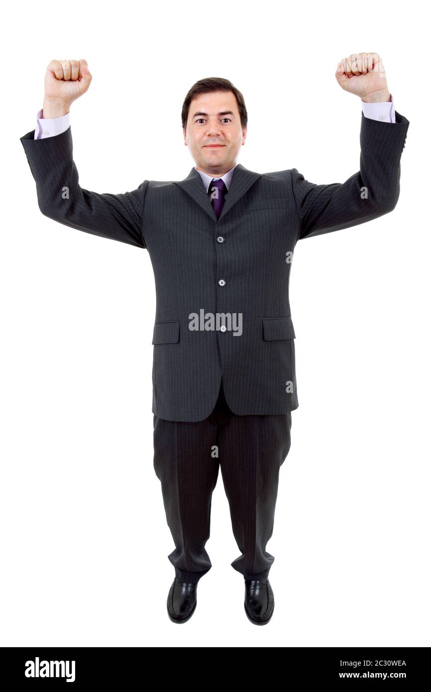 happy young man with wide open arms isolated on white Stock Photo - Alamy