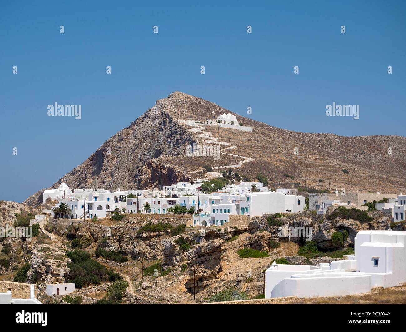 Traditional Greek village Chora in Folegandros island, Cyclades ...