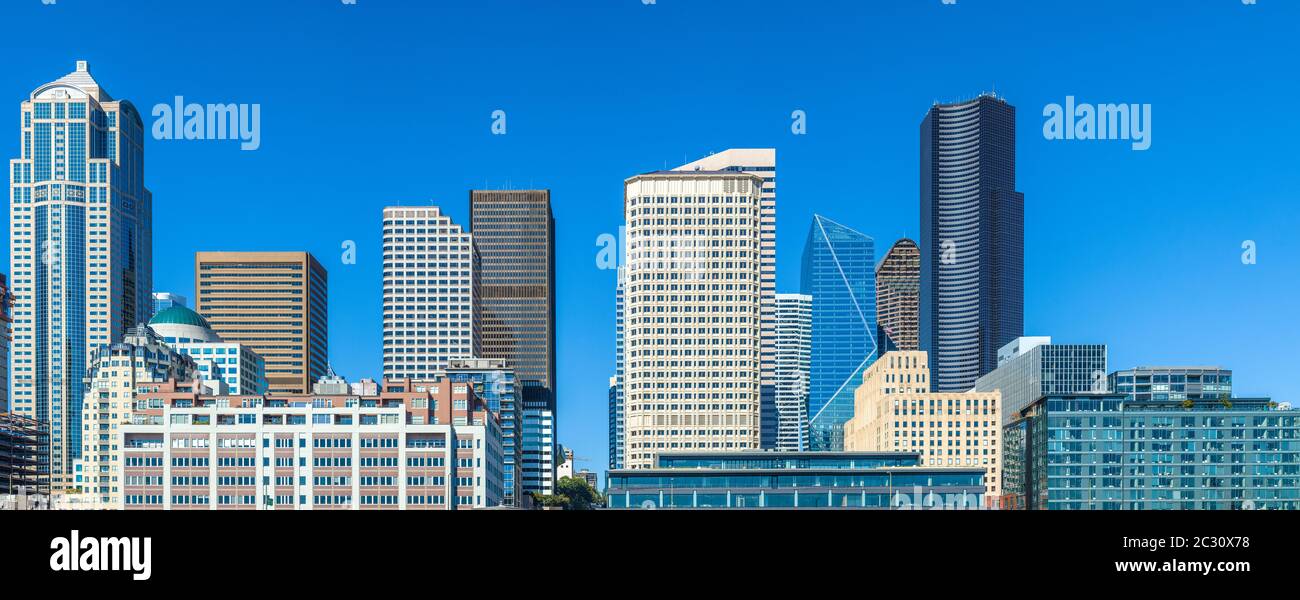 Skyscrapers under clear sky, Seattle, Washington State, USA Stock Photo ...