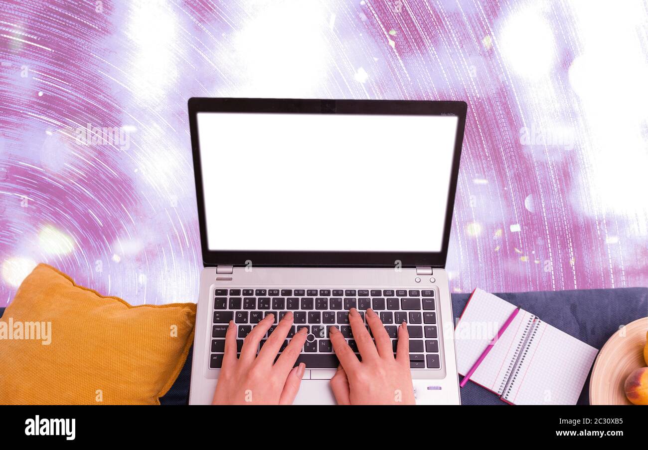 Modern Gadgets With White Display Screen Under Colorful Bokeh ...