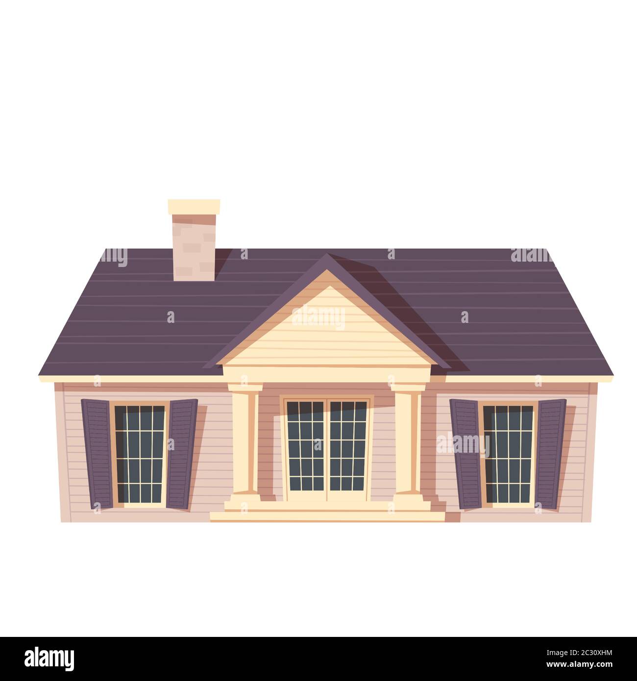 Urban retro colonial style building cartoon vector illustration. Old ...