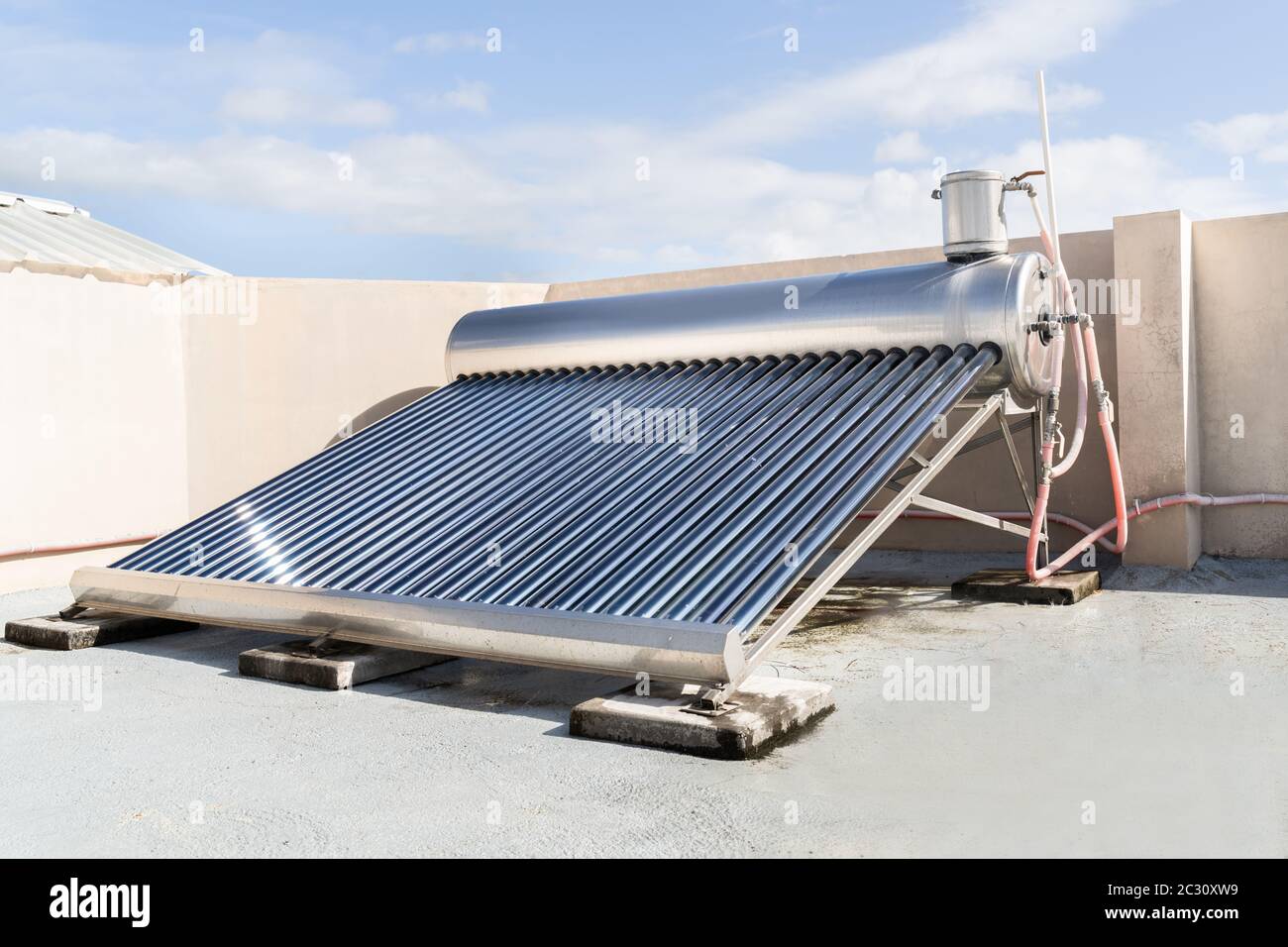 Solar Energy Water Heater Installed On Roof Stock Photo - Alamy