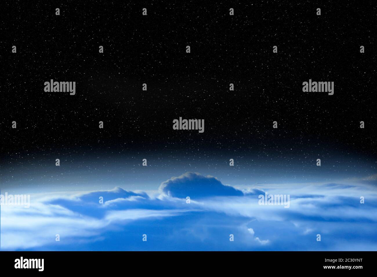 Black space above clouds of Earth. Cosmic landscape. Beautiful space ...