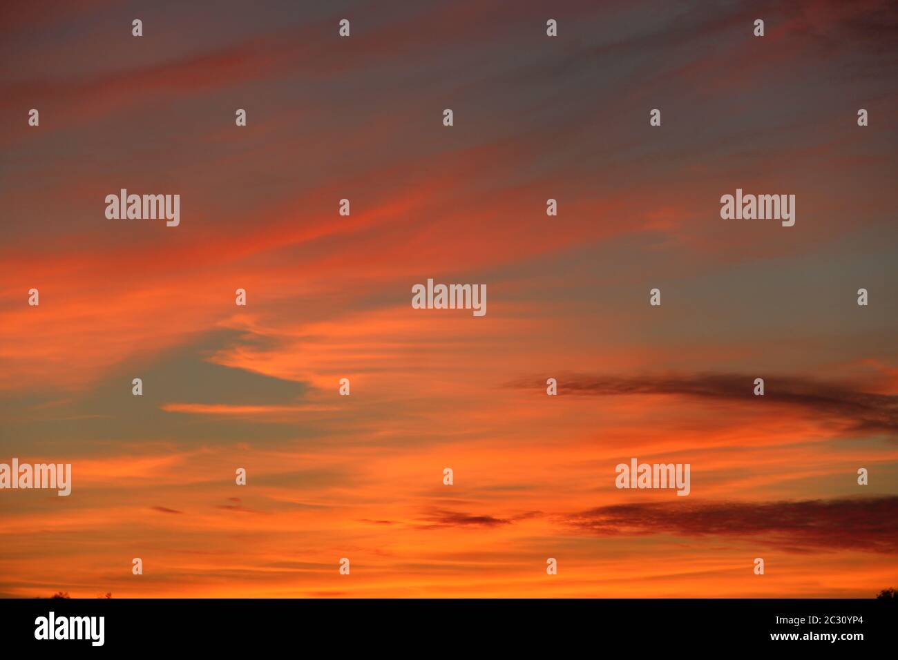 Orange sunset before night. Orange sky at sunset. Twilight with bright ...