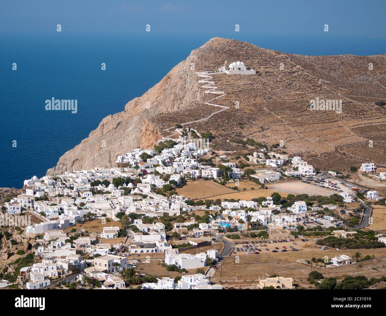 Traditional Greek village Chora in Folegandros island, Cyclades ...