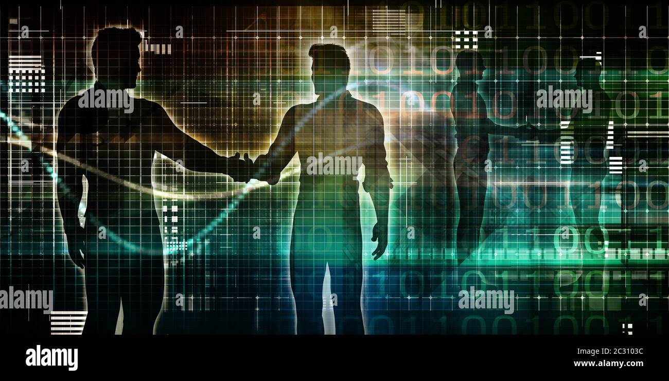 Technology Mergers And Acquisitions in a Business Handshake Stock Photo ...