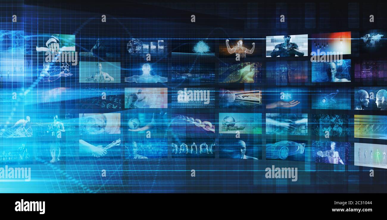 Digital Entertainment and Streaming Broadcast Technology Art Stock ...