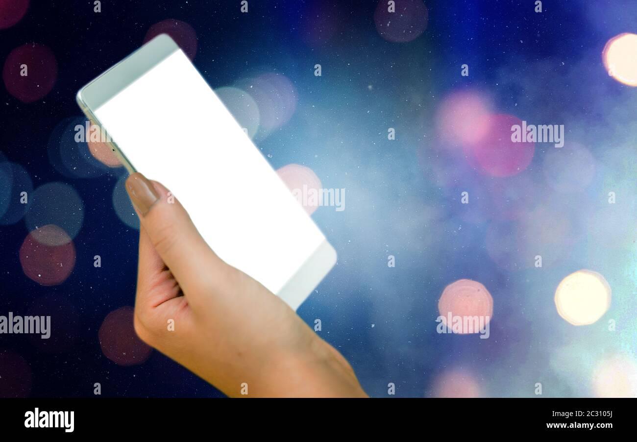 Modern Gadgets With White Display Screen Under Colorful Bokeh ...