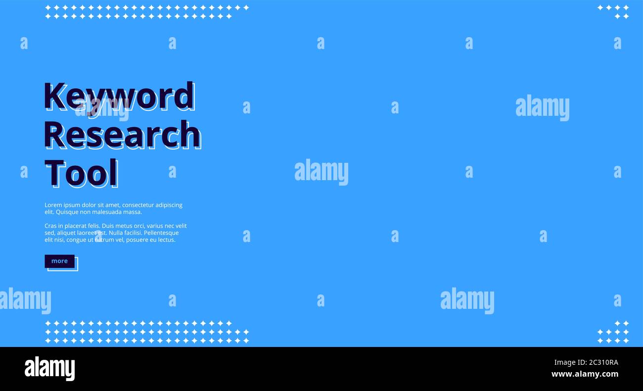 Keyword research tool blank blue banner, background. Vector landing ...