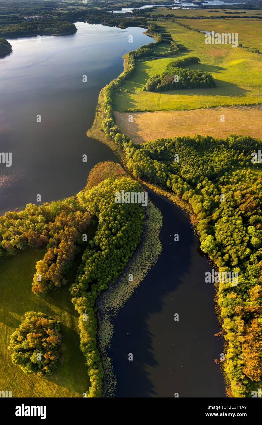 Corridor between two lakes on polish kayak route Krutynia, Poland Stock ...