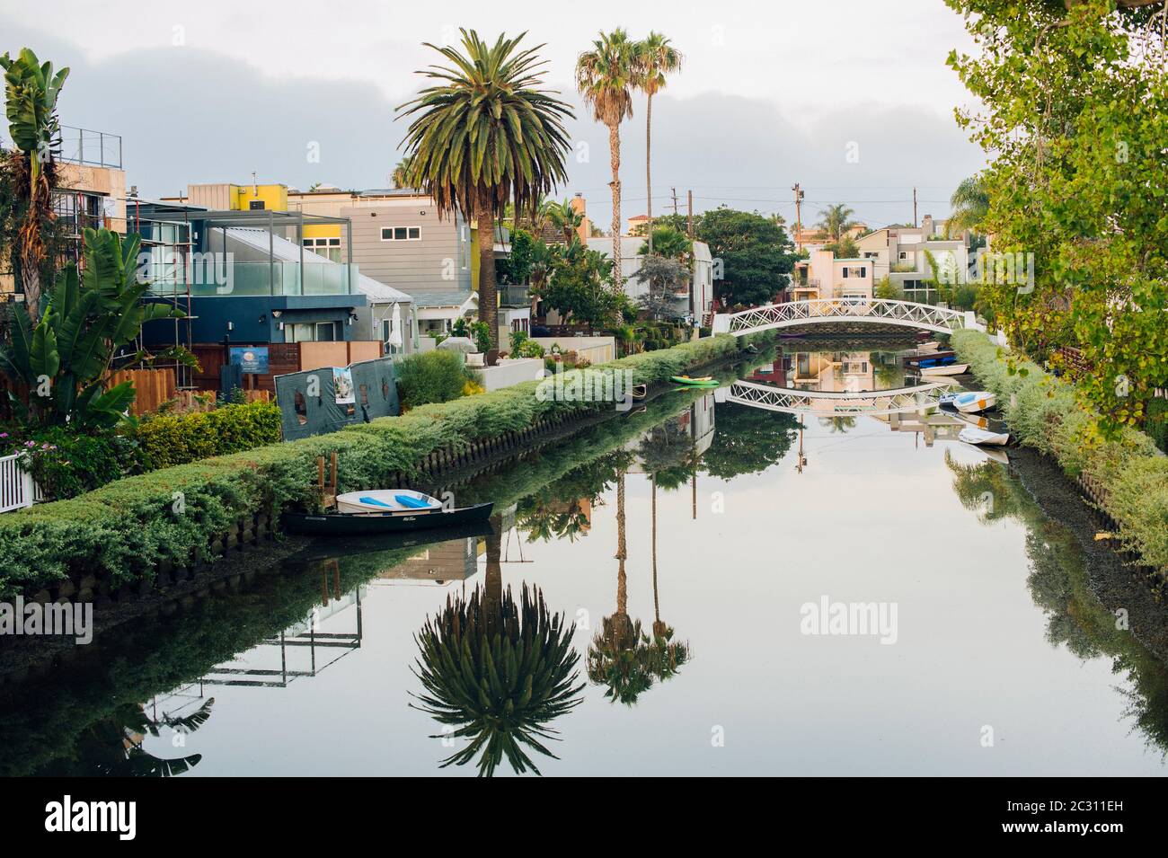 Water canal between buildings, Venice Beach, Los Angeles, California ...