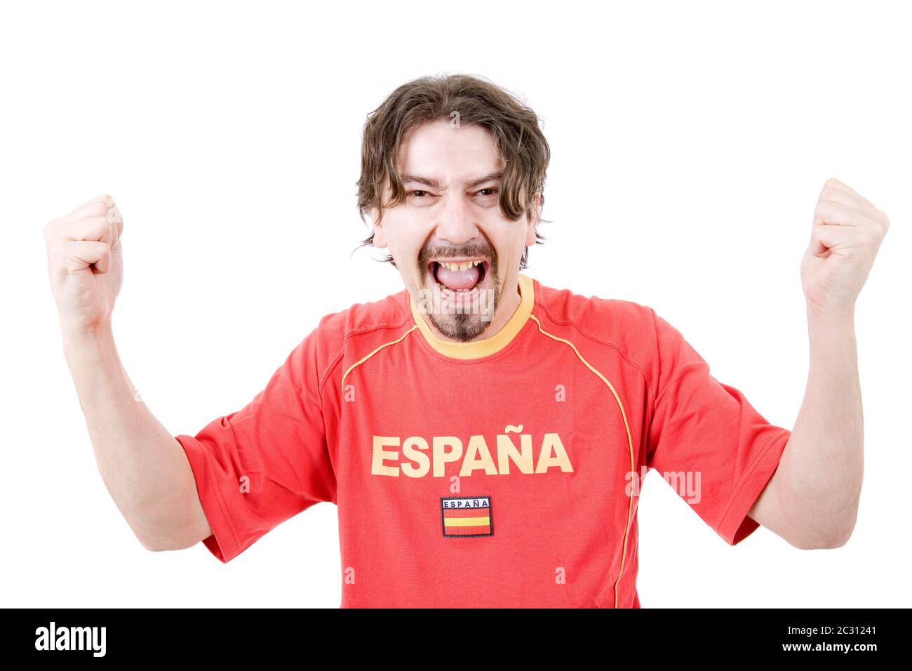 Happy Spanish Man Supporter Isolated High Resolution Stock Photography ...
