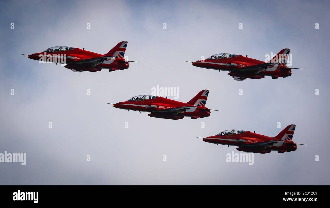Red Arrows Flying over Manor Park Shepperton Middlesex U.K. on 18th ...