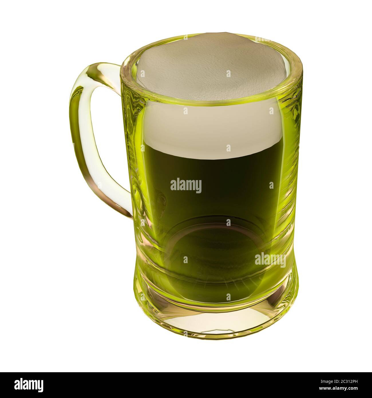 3D rendering of a glass of dark beer isolated on white background Stock ...