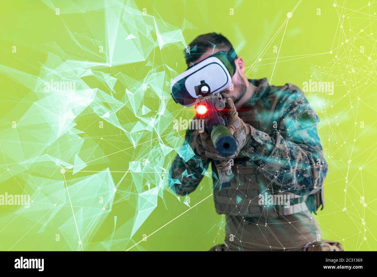 soldier using virtual reality headset Stock Photo - Alamy
