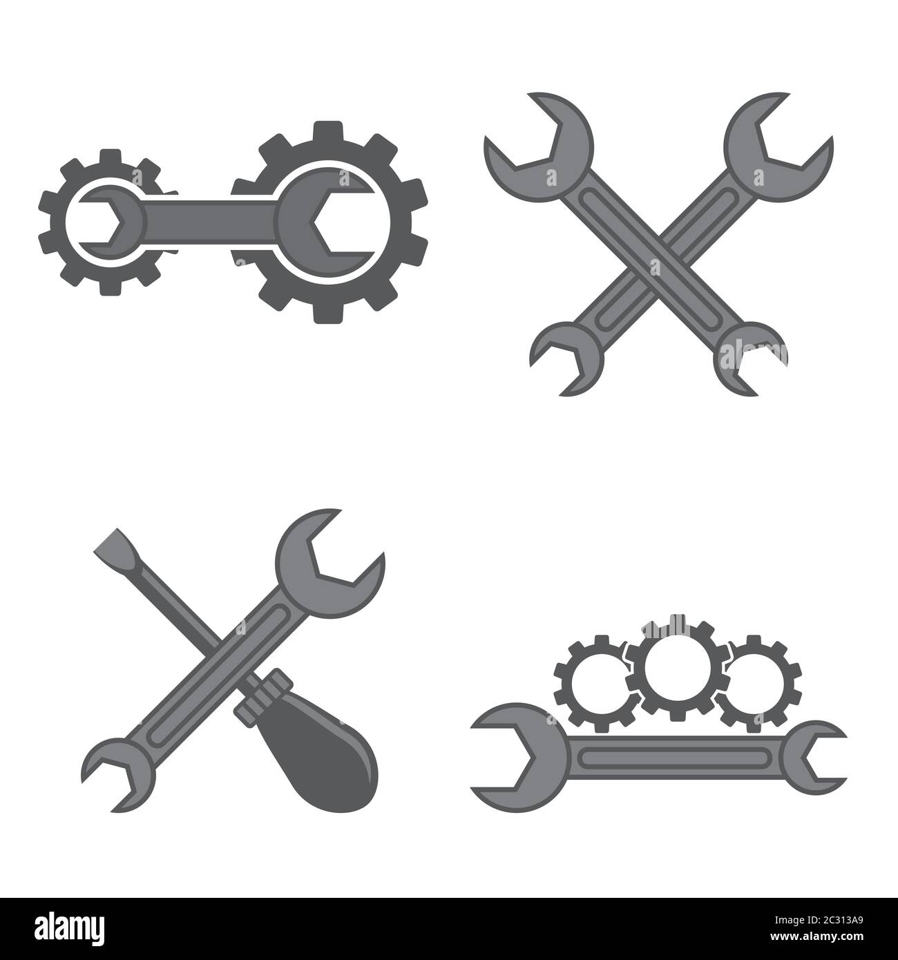 Repair Icon with Wrench and Gear Isolated on White Background. Mechanic ...