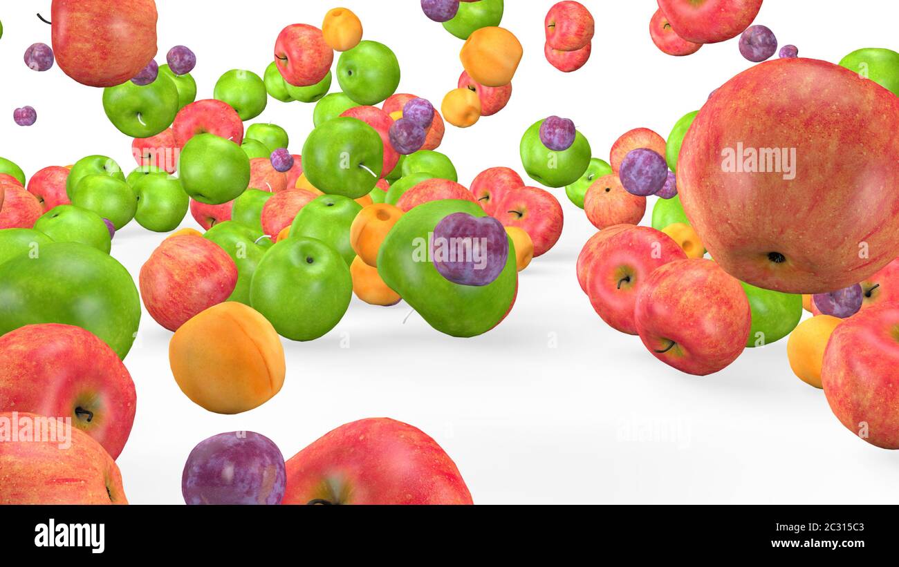 Fruit mix, animated fruit movement, 3D animation Stock Photo - Alamy