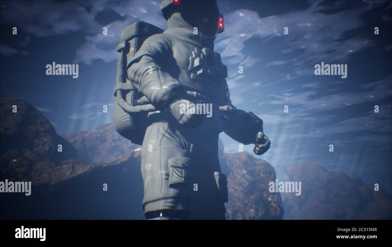 Spaceman astronaut in the sea Stock Photo - Alamy