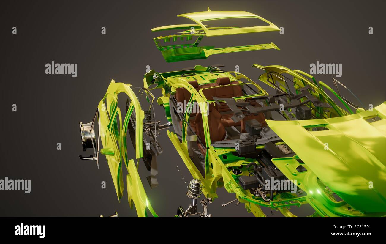 Disassembled Car with Visible Parts Stock Photo - Alamy
