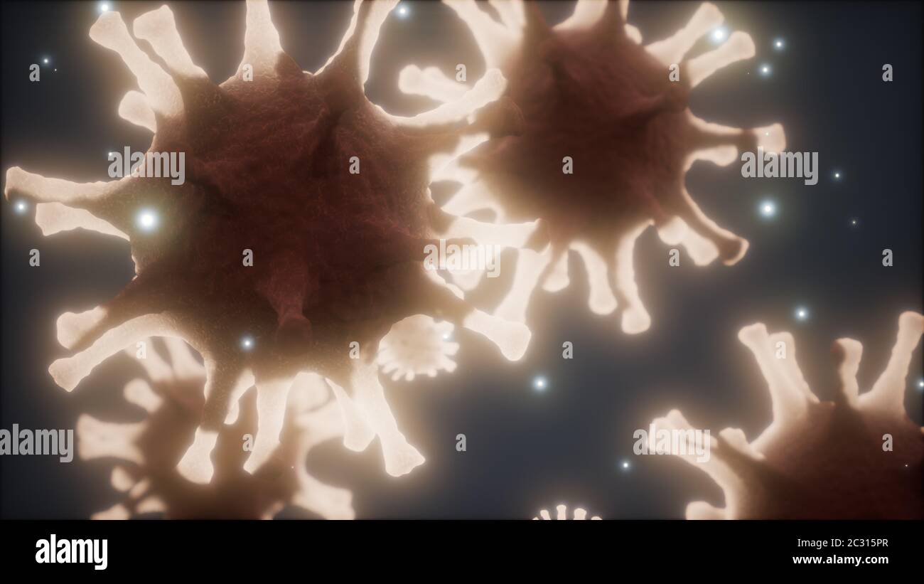 Bacteria virus or germs microorganism cells under microscope with depth ...