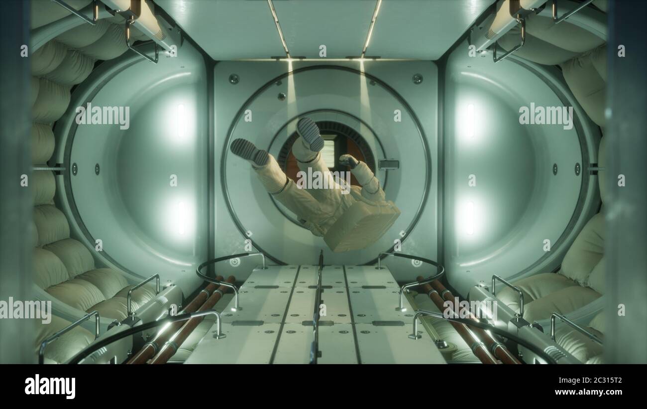 astronaut inside the orbital space station Stock Photo - Alamy