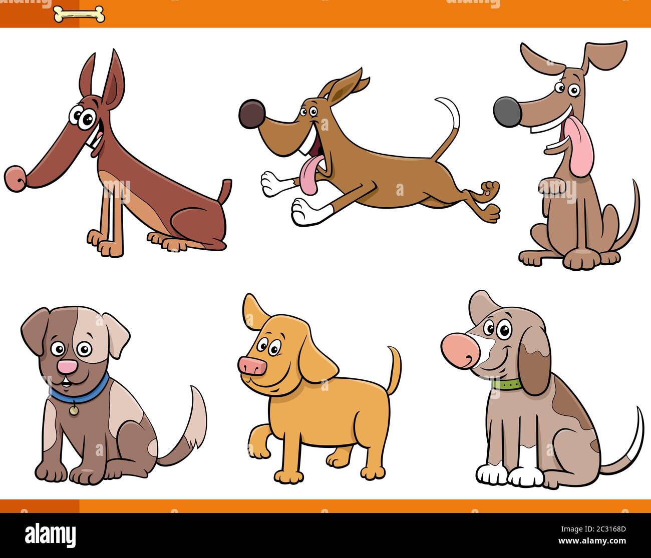 six dogs and puppies comic characters set Stock Photo - Alamy