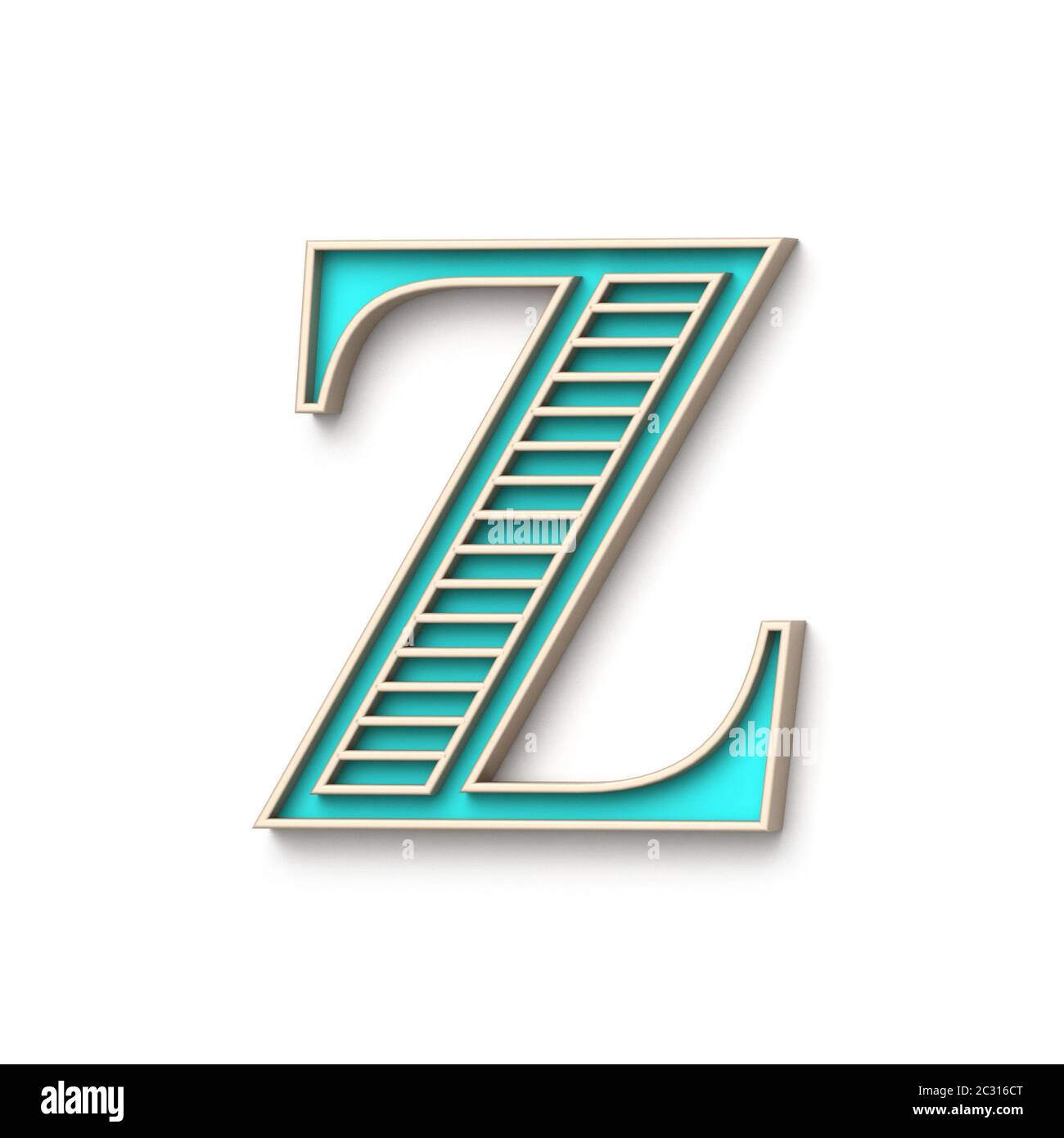 Classic old fashioned font Letter Z 3D render illustration isolated on ...
