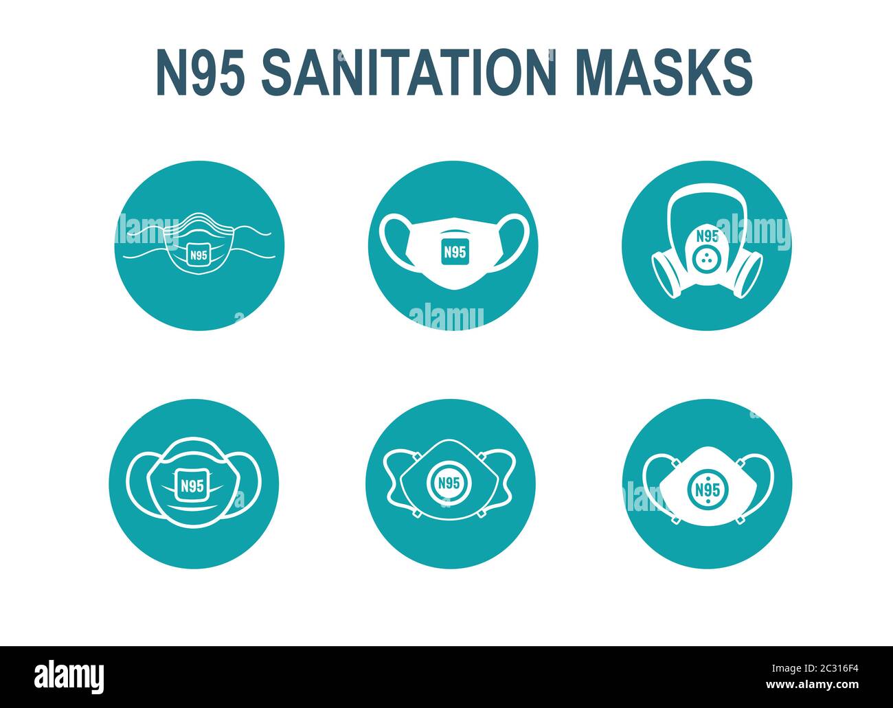 N95 facemask ppe face mask icon set w respiratory face masks Stock ...