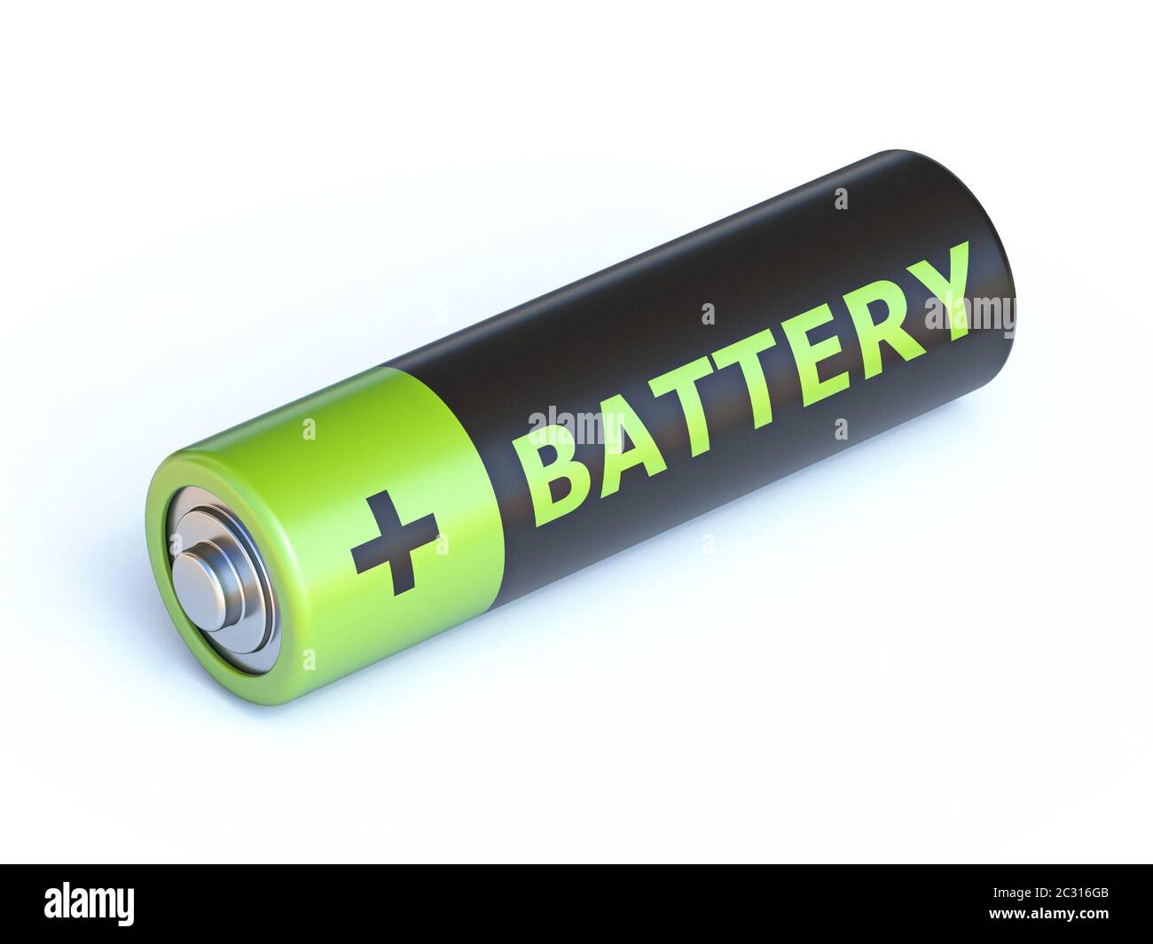 Single battery 3D render illustration isolated on white background ...