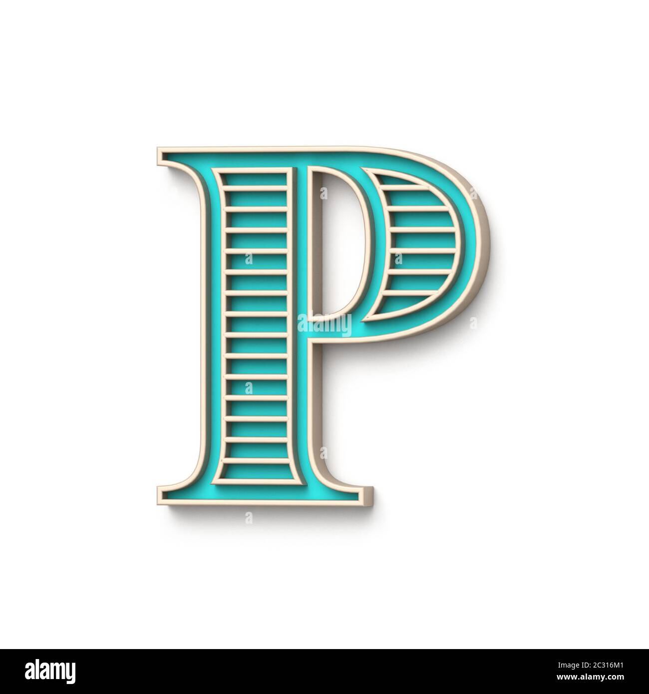 Classic old fashioned font Letter P 3D render illustration isolated on ...