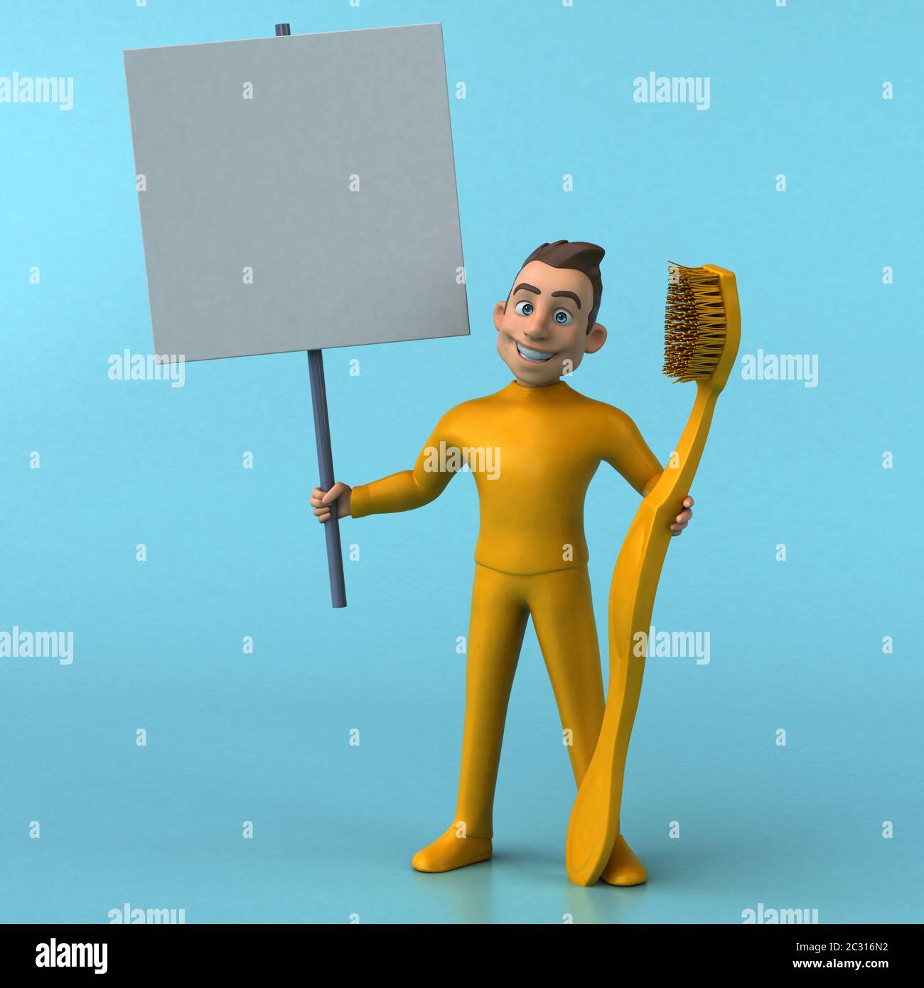 Fun 3D cartoon yellow character Stock Photo - Alamy