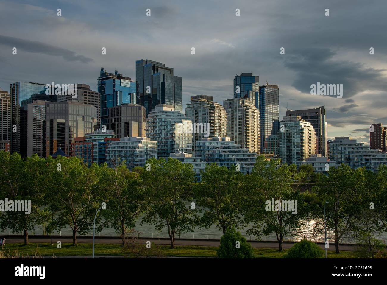 View of Calgary's skyline on a warm spring evening Stock Photo - Alamy