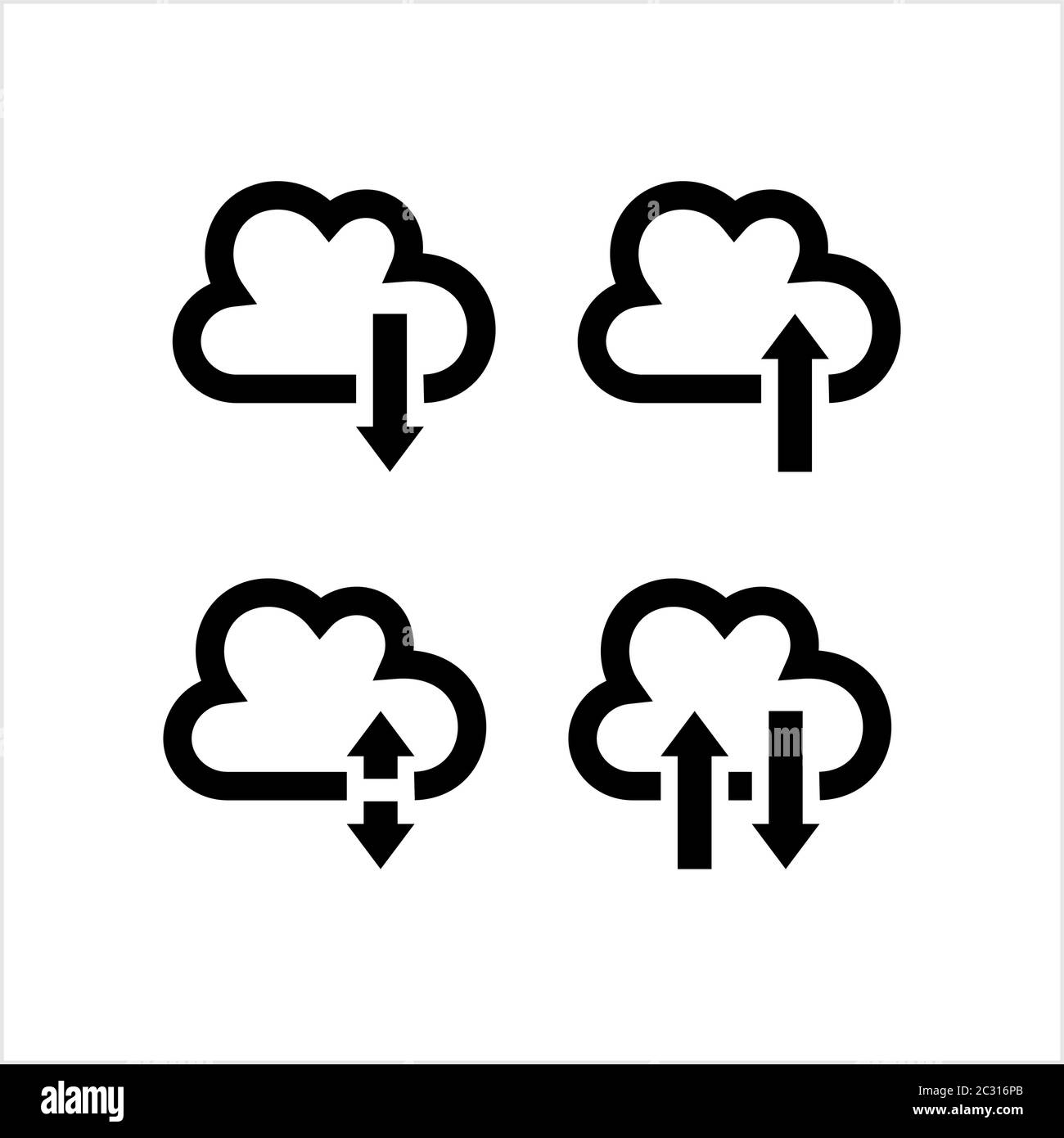 Cloud Data Icon, Upload Download Store Data Vector Art Illustration ...