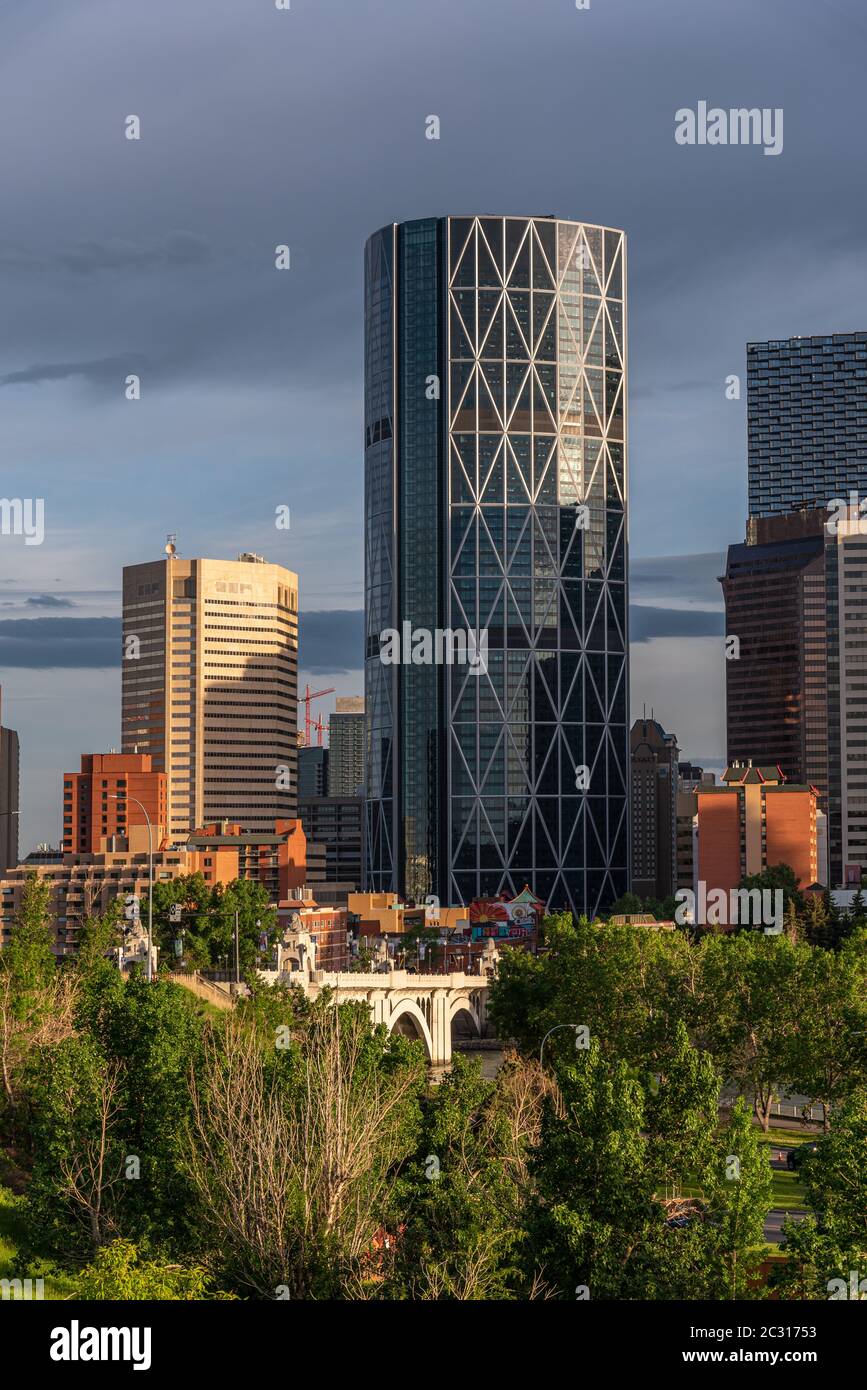 View of Calgary's skyline on a warm spring evening Stock Photo - Alamy