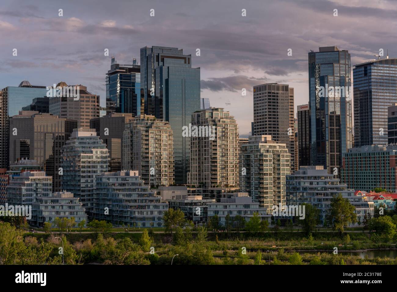 View of Calgary's skyline on a warm spring evening Stock Photo - Alamy