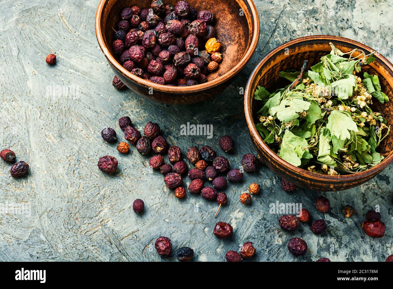 Medicinal plant hawthorn or haw in herbal medicine Stock Photo - Alamy