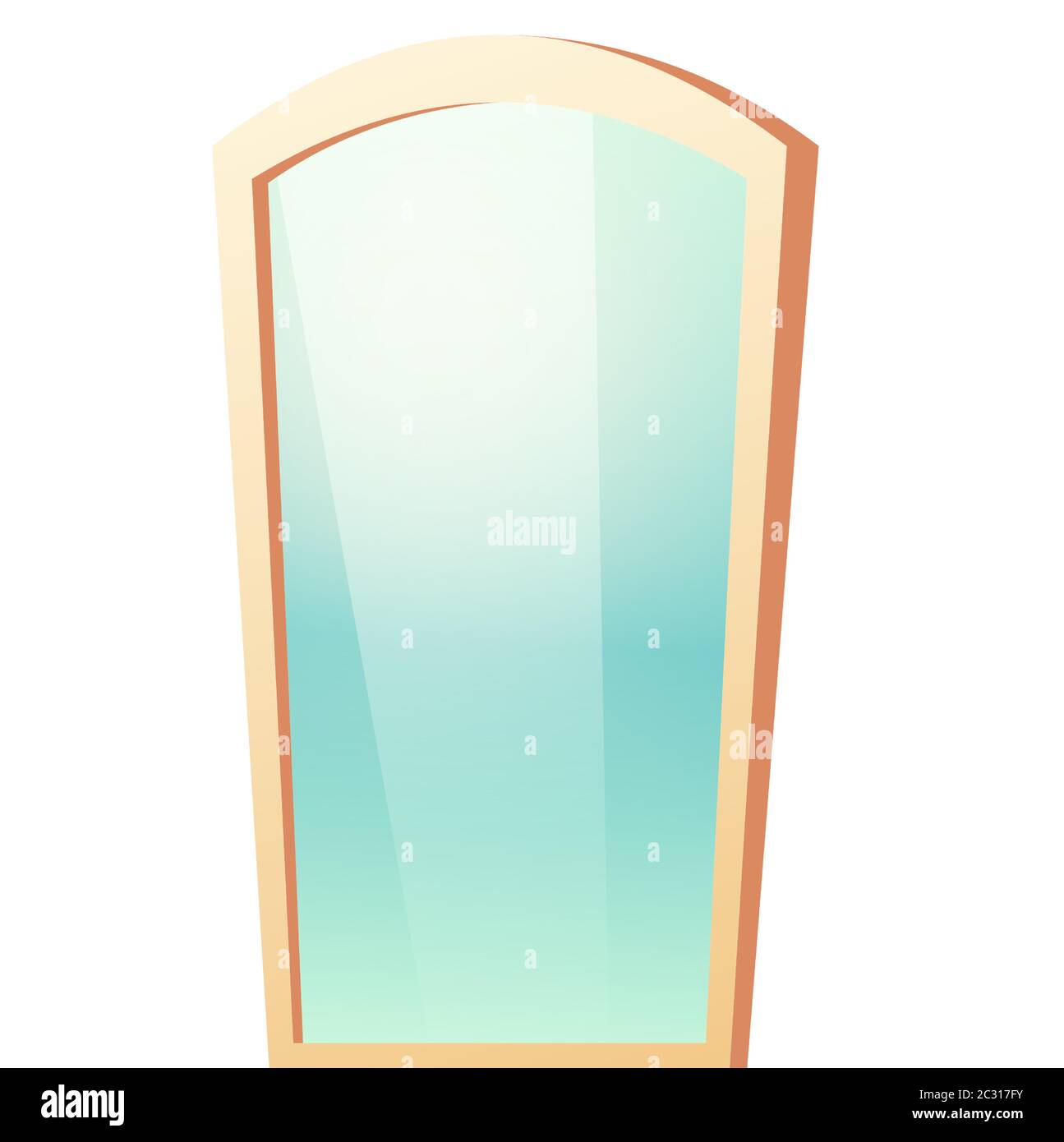 Vector mirror in beige plastic frame with reflective surface isolated ...