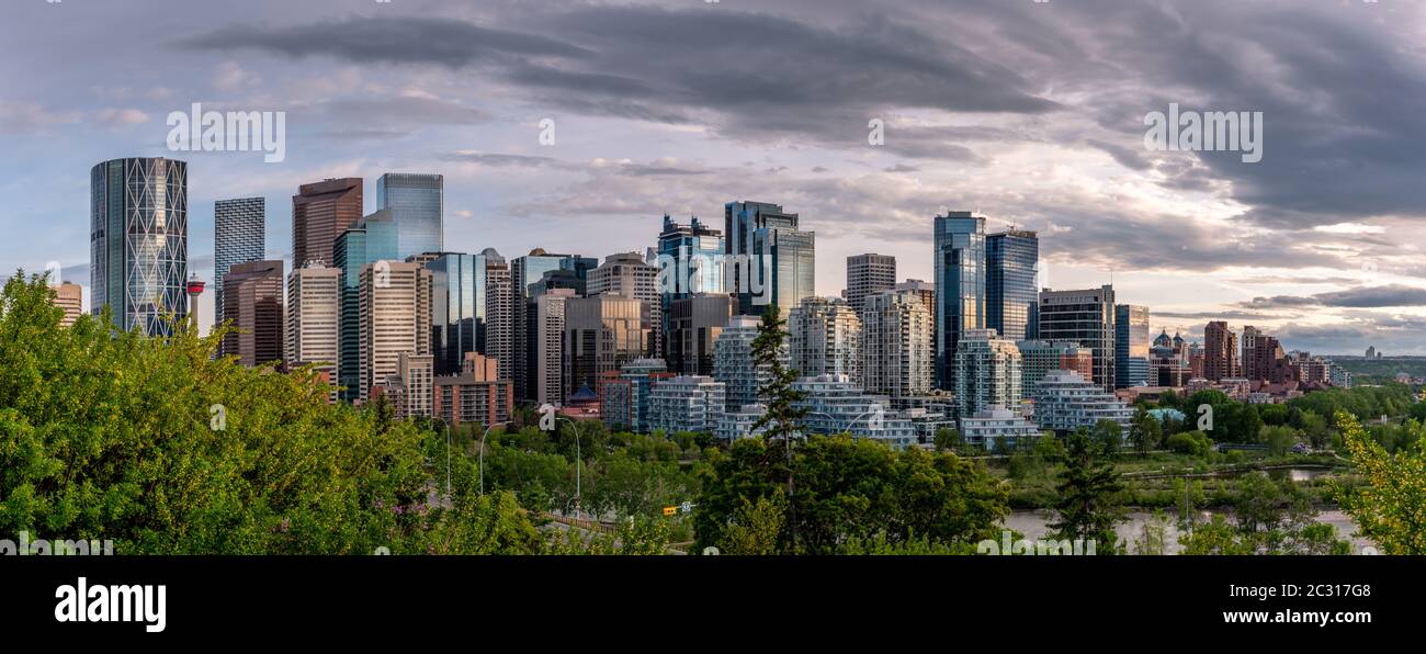 View of Calgary's skyline on a warm spring evening Stock Photo - Alamy