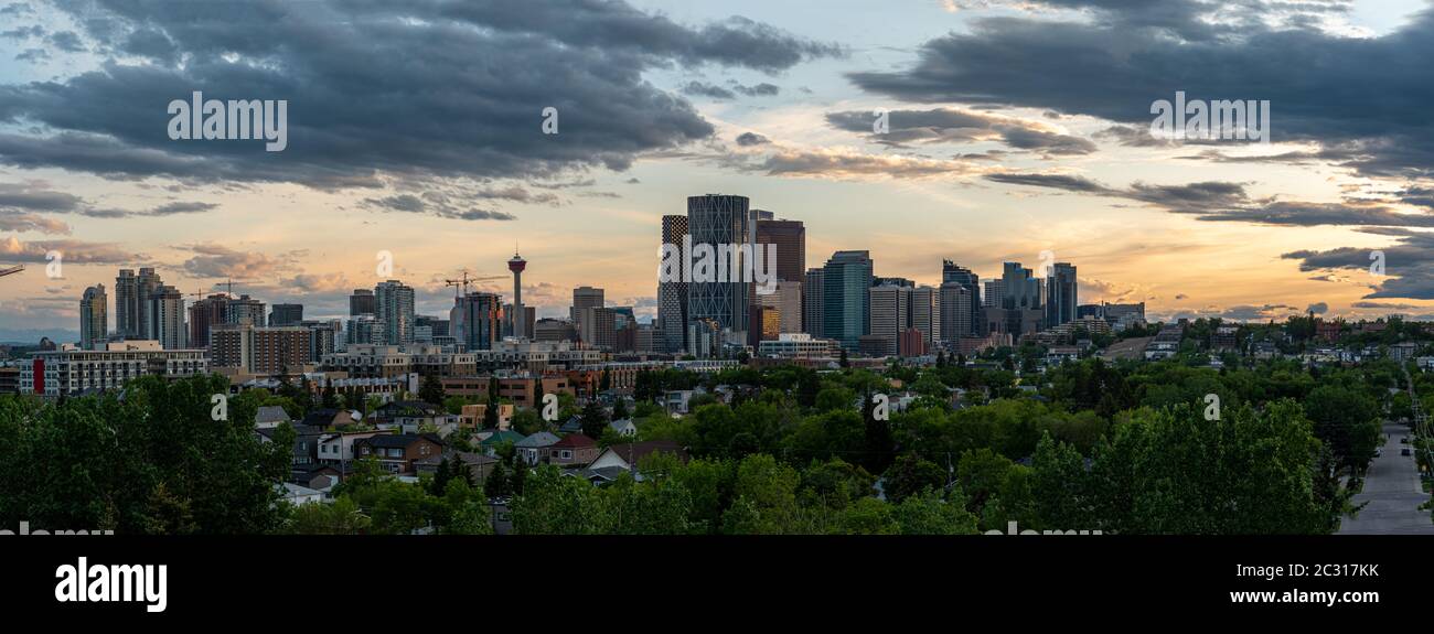 View of Calgary's skyline on a warm spring evening Stock Photo - Alamy
