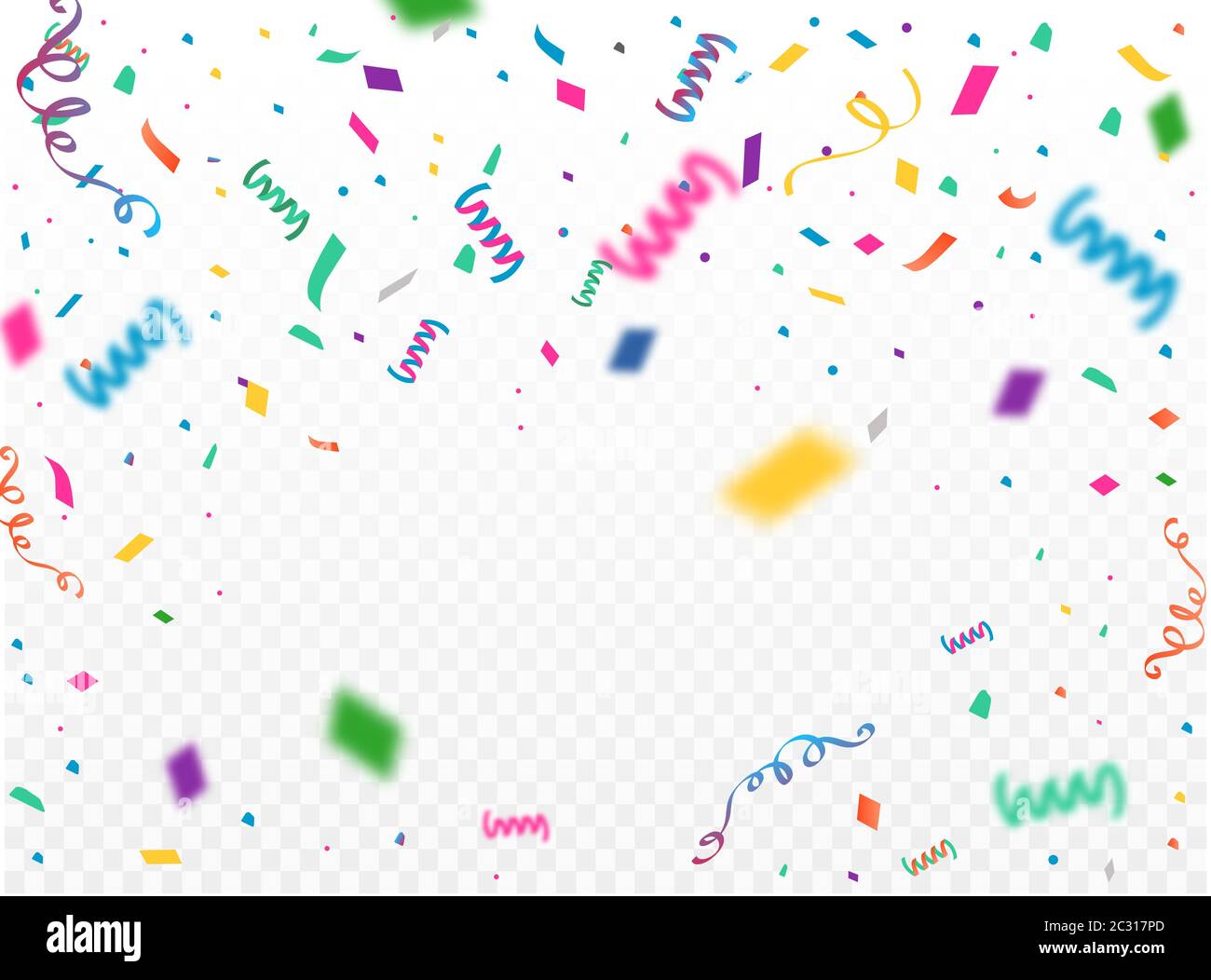 Celebration background template with konfetti and colorful ribbons ...
