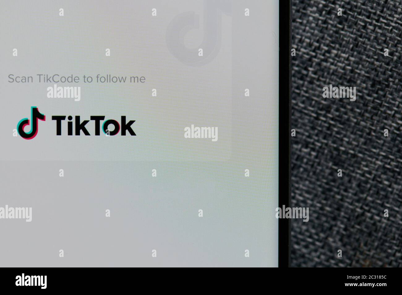 New-York , USA - June 18 , 2020: Tik tok app menu on smartphone in gray ...